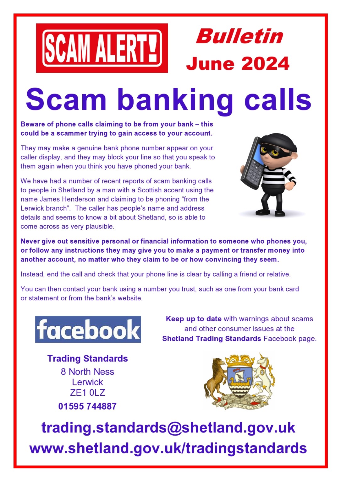 Scams Alert Bulletin - June 2024 | Safer Shetland